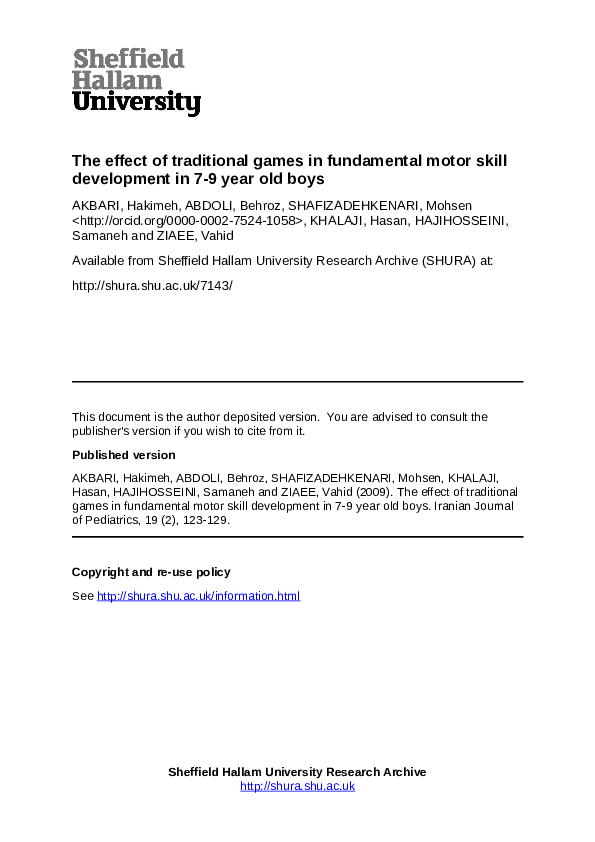 (PDF) The Effect of Traditional Games in Fundamental Motor Skill ...