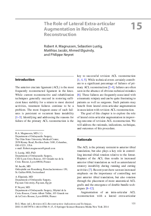 (PDF) The Role of Lateral Extra-articular Augmentation in Revision ACL ...