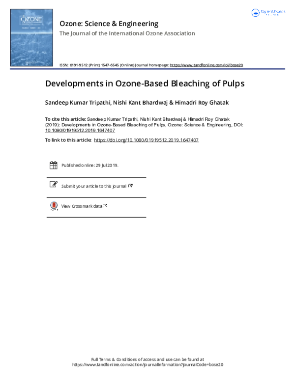 (PDF) Developments in Ozone-Based Bleaching of Pulps