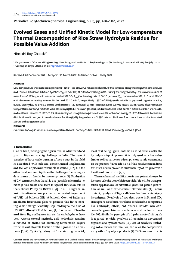 (PDF) Evolved Gases and Unified Kinetic Model for Low-temperature ...
