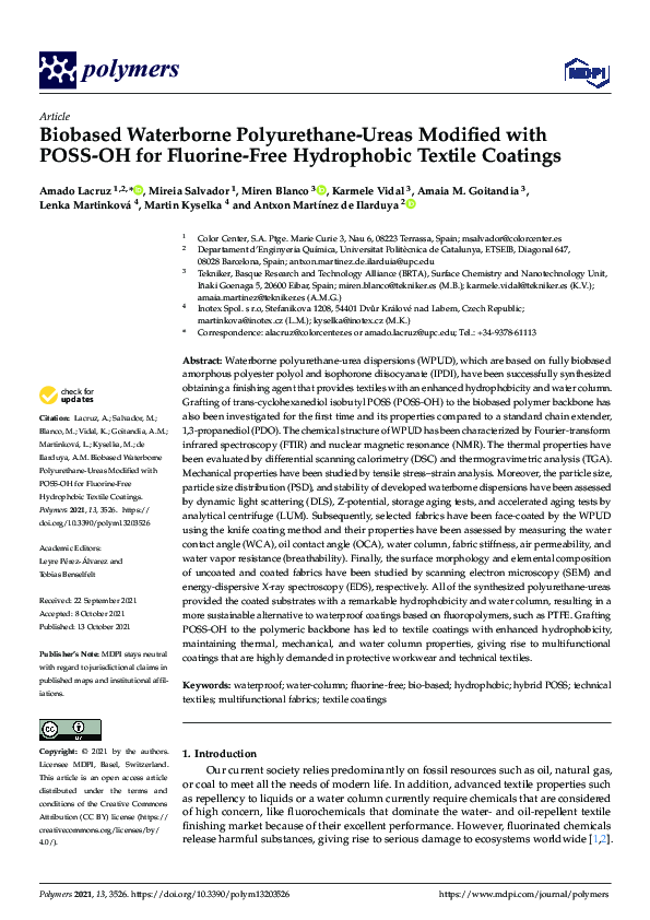(PDF) Biobased Waterborne Polyurethane-Ureas Modified with POSS-OH for ...
