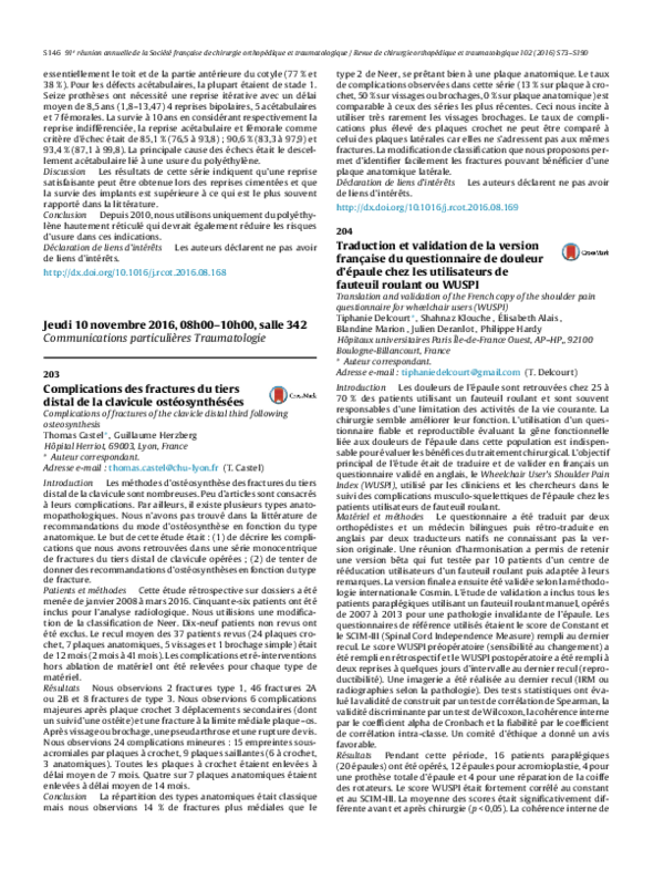 (PDF) Traduction et validation de la version française du questionnaire ...