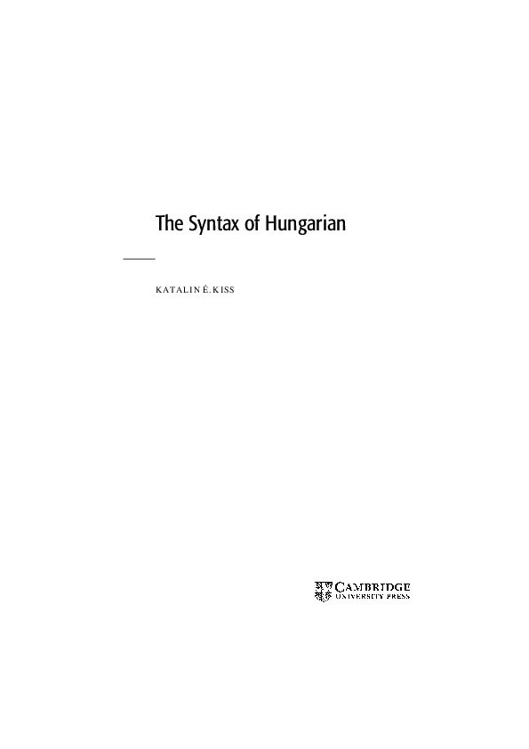 (PDF) The Syntax of Hungarian