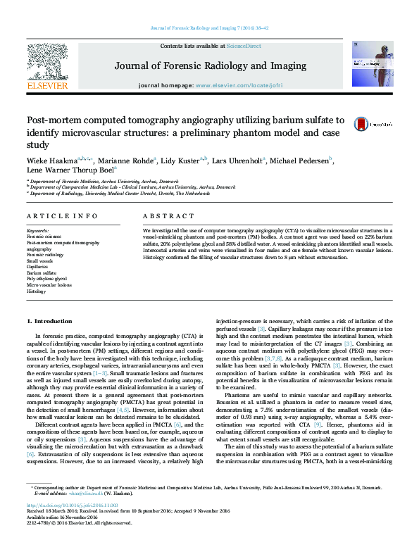 (PDF) Post-mortem computed tomography angiography utilizing barium ...