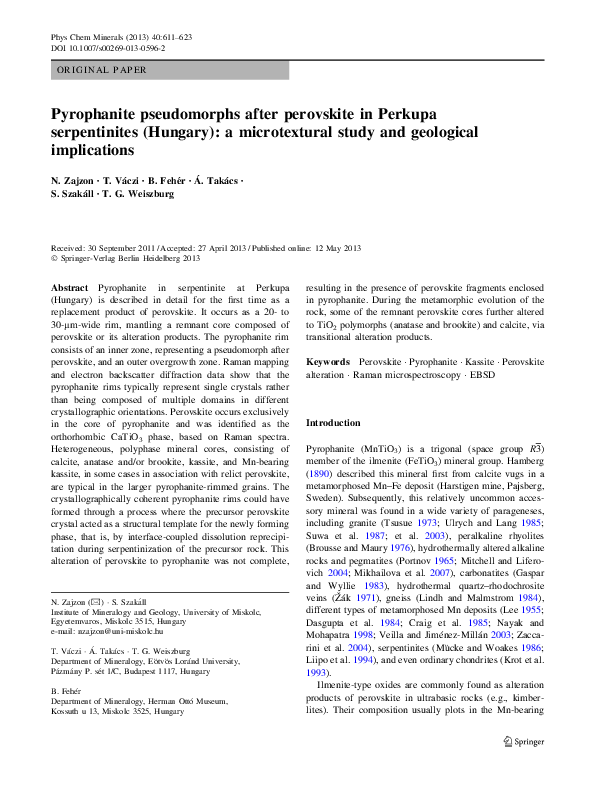 (PDF) Pyrophanite pseudomorphs after perovskite in Perkupa ...