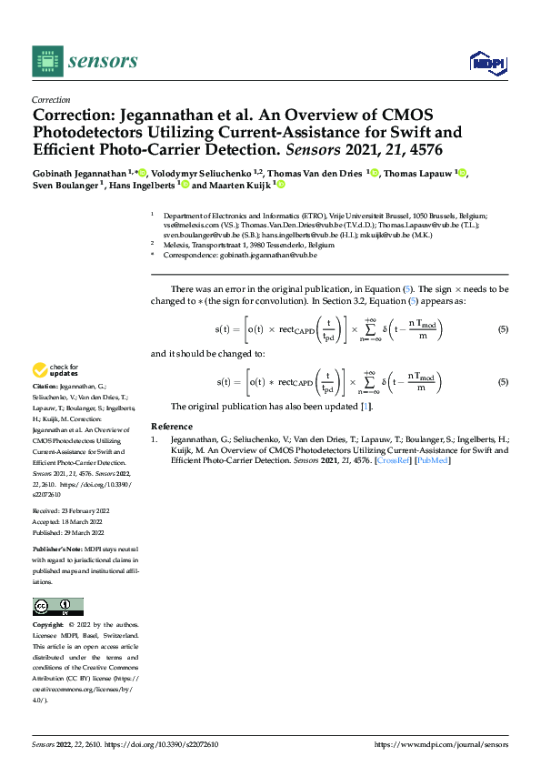 (PDF) Correction: Jegannathan et al. An Overview of CMOS Photodetectors Utilizing Current ...