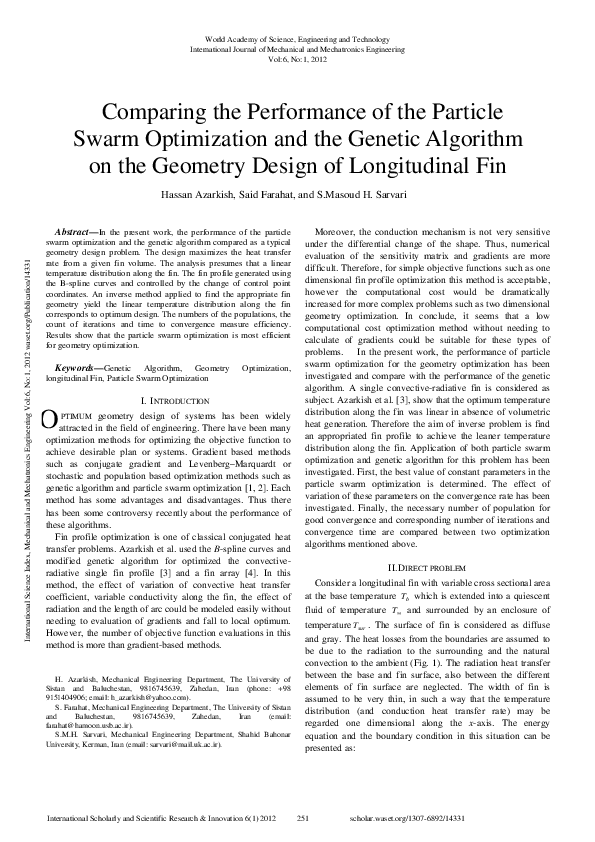 (PDF) Comparing the Performance of the Particle Swarm Optimization and the Genetic Algorithm on ...