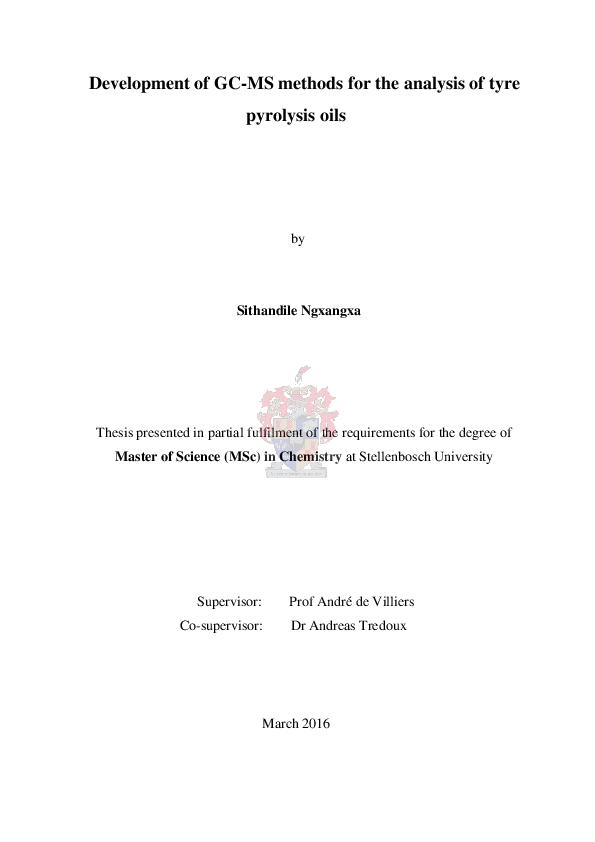 (PDF) Development of GC-MS methods for the analysis of tyre pyrolysis ...