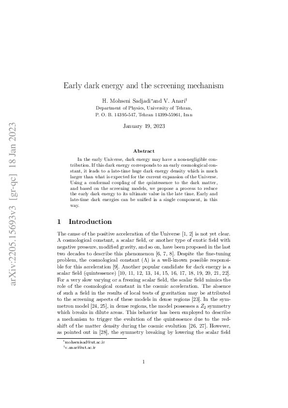 (PDF) Early dark energy and the screening mechanism
