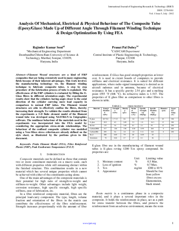 (PDF) Analysis Of Mechanical, Electrical & Physical Behaviour of The ...