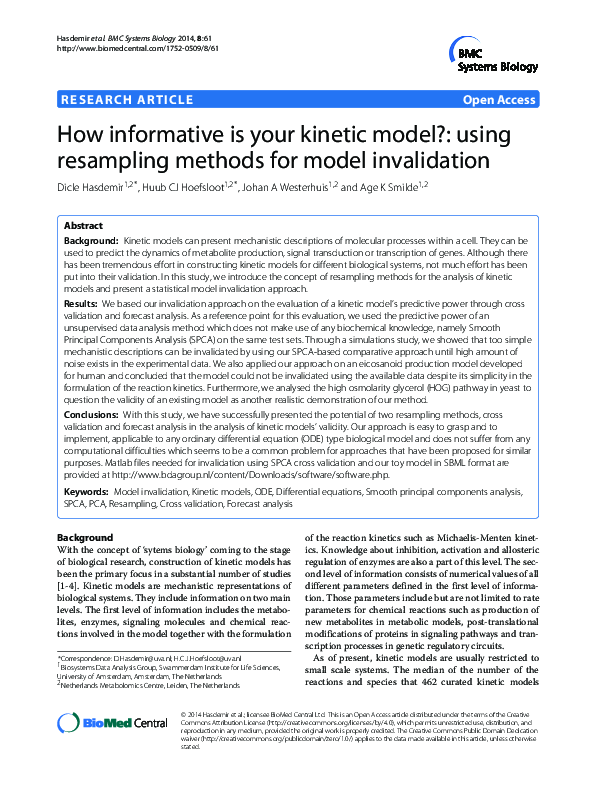 (PDF) How informative is your kinetic model?: using resampling methods for model invalidation