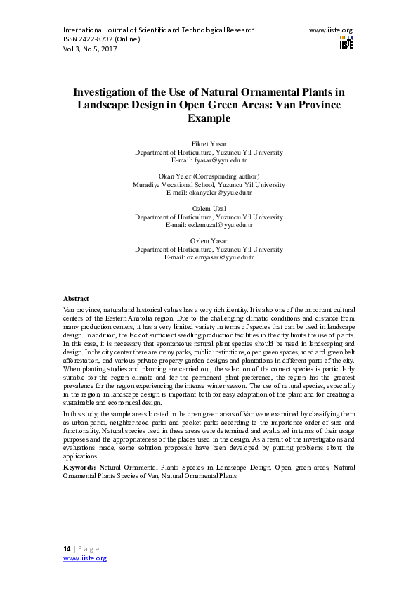 (PDF) Investigation of the Use of Natural Ornamental Plants in ...