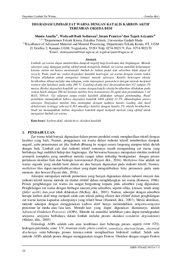 (PDF) Degradasi Limbah Zat Warna Dengan Katalis Karbon Aktif Teremban ...