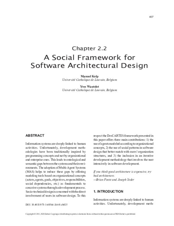 (PDF) A Social Framework for Software Architectural Design