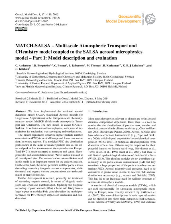 (PDF) MATCH-SALSA : Multi-scale Atmospheric Transport and CHemistry ...