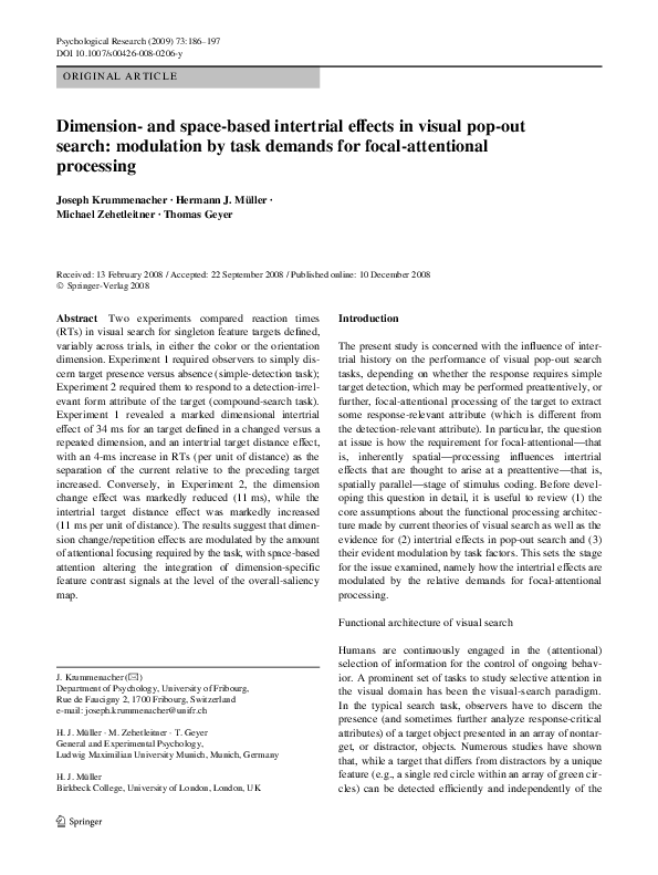 (PDF) Dimension- and space-based intertrial effects in visual pop-out ...