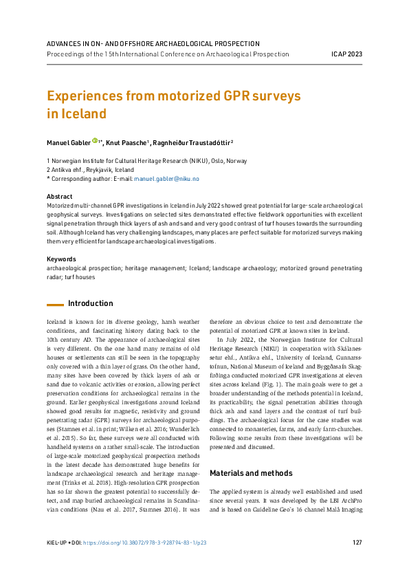 (PDF) Experiences from motorized GPR surveys in Iceland