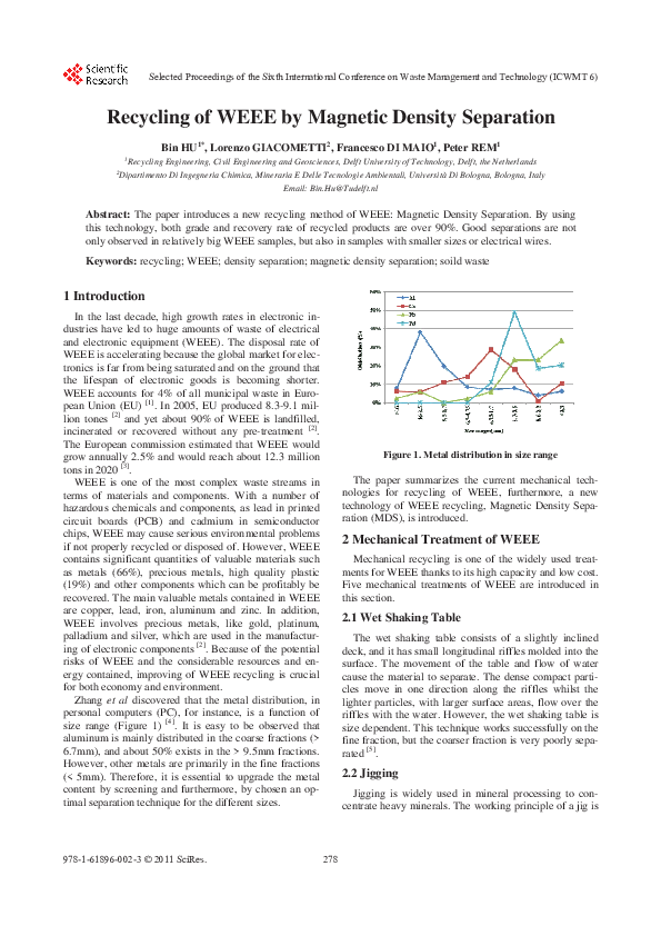 (PDF) Recycling of WEEE by magnetic density separation