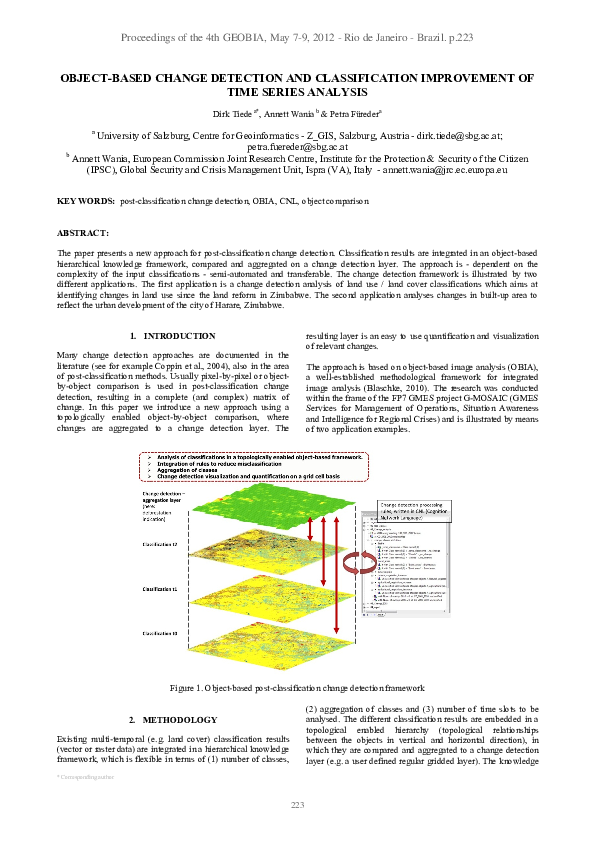 (PDF) Object-based change detection and classification improvement of time series analysis