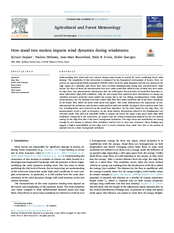 (PDF) How stand tree motion impacts wind dynamics during windstorms