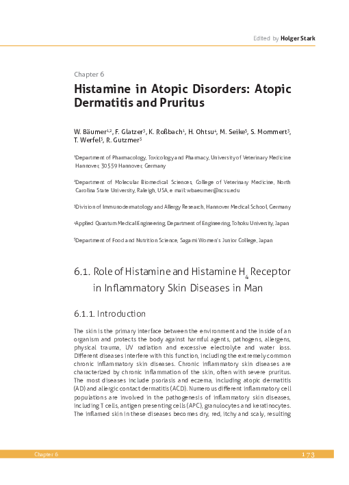 Chapter 6 Histamine in Atopic Disorders: Atopic Dermatitis and Pruritus