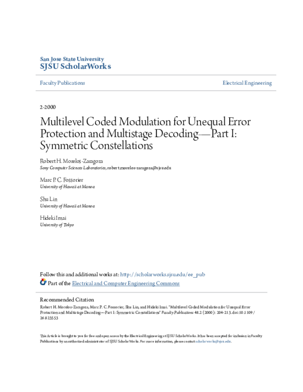 Pdf Multilevel Coded Modulation For Unequal Error Protection And