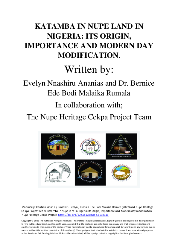 (PDF) Katamba in Nupe Land in Nigeria: Its Origin, Importance and ...
