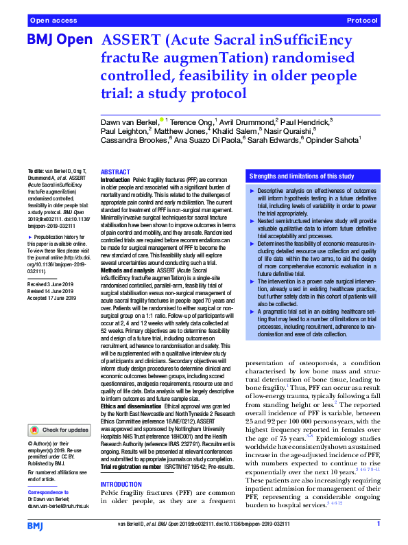 (PDF) ASSERT (Acute Sacral inSufficiEncy fractuRe augmenTation) randomised controlled ...