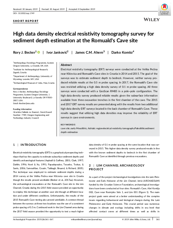 (PDF) High data density electrical resistivity tomography survey for ...