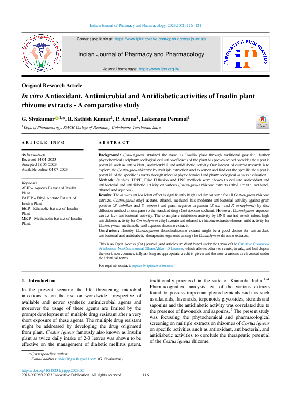 (PDF) Antioxidant, Antimicrobial and Antidiabetic activities of Insulin plant rhizome extracts ...