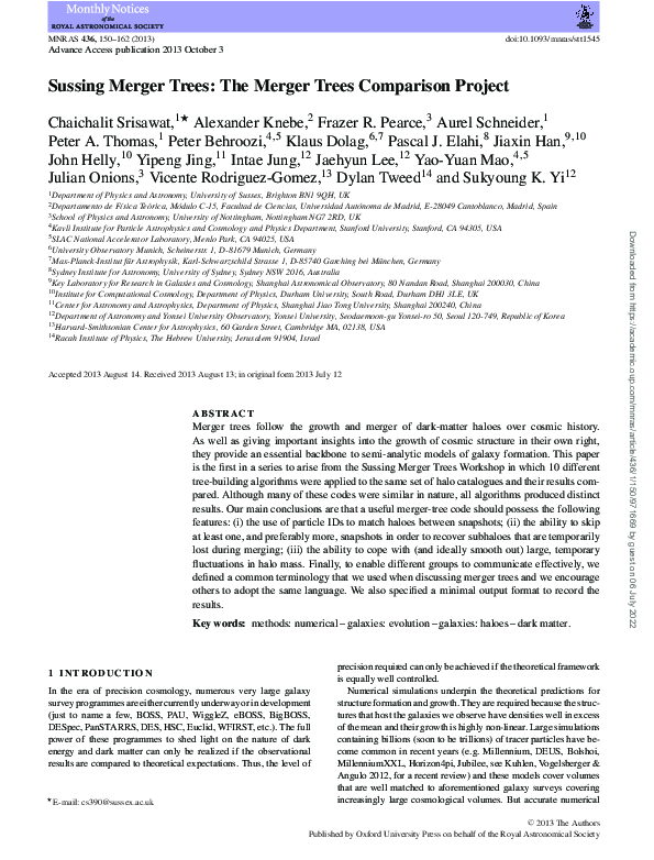 (PDF) Sussing Merger Trees: The Merger Trees Comparison Project