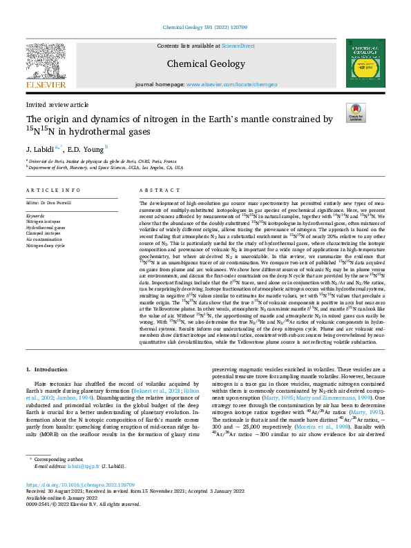 (PDF) The origin and dynamics of nitrogen in the Earth's mantle ...