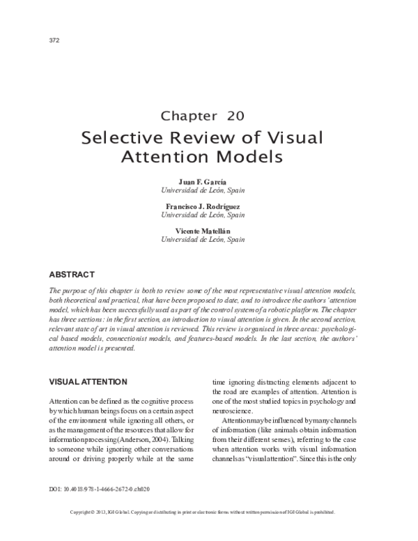 (PDF) Selective Review of Visual Attention Models