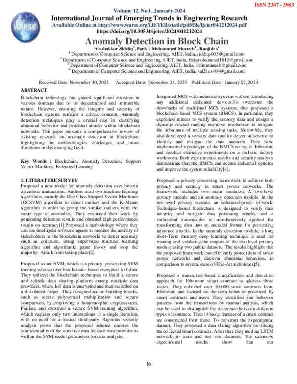 (PDF) Anomaly Detection in Block Chain (PDF) Anomaly Detection in Block Chain