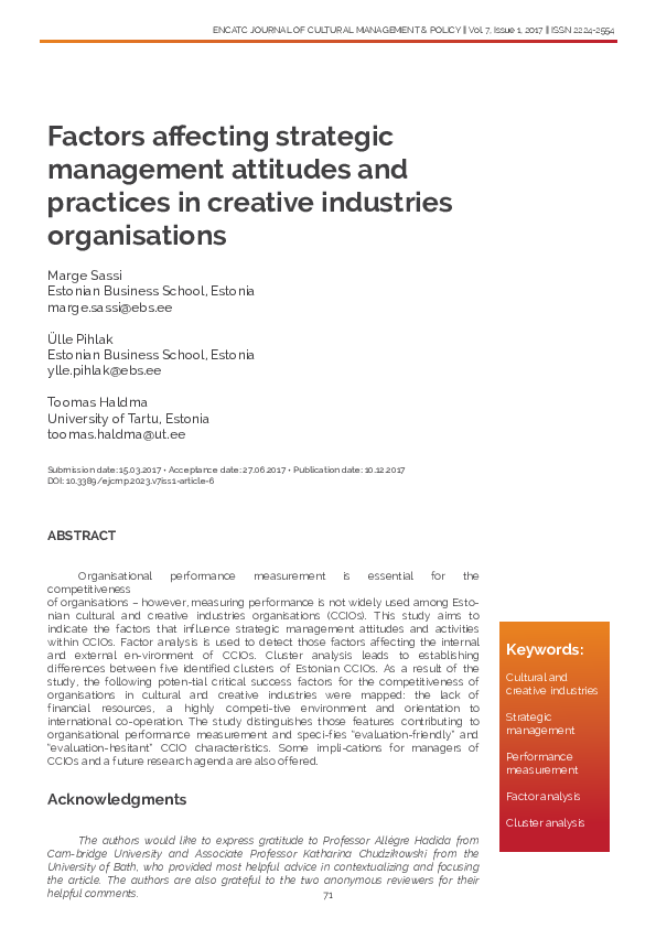 (PDF) Factors affecting strategic management attitudes and practices in ...