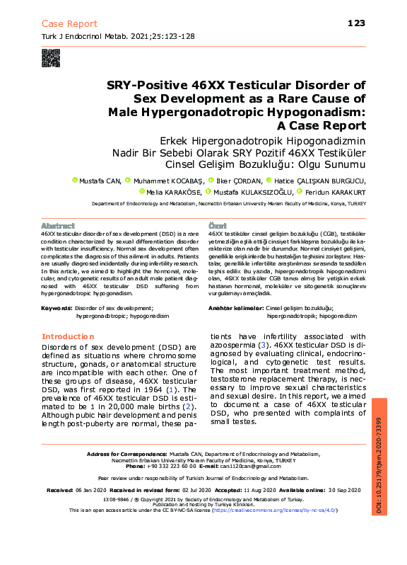 (PDF) SRY-Positive 46-XX Testicular Disorder of Sex Development as a ...