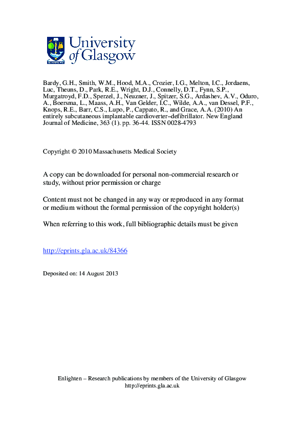 (PDF) The Entirely Subcutaneous Implantable Cardioverter-Defibrillator