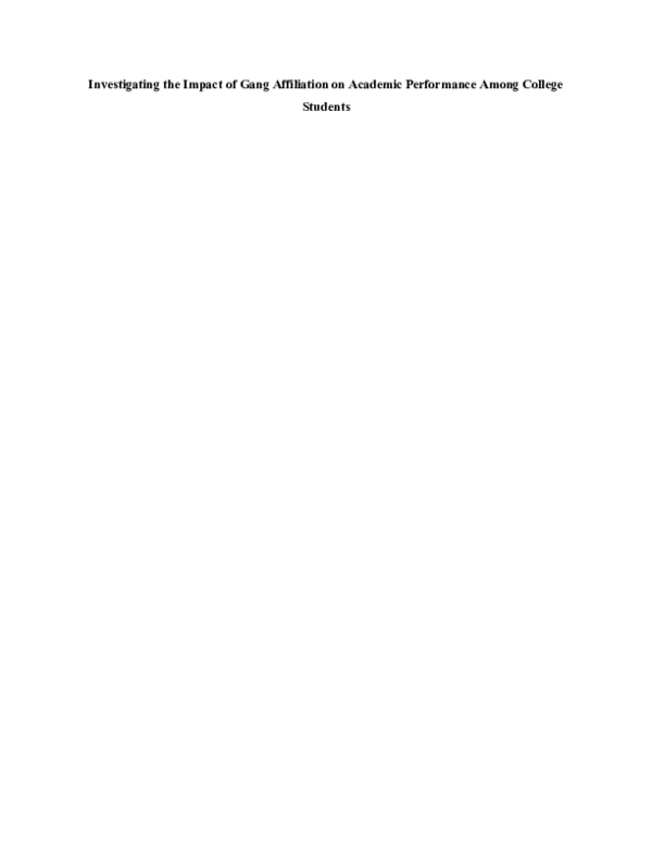 (DOC) Investigating the Impact of Gang Affiliation on Academic ...