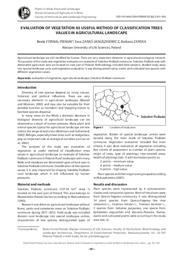 (PDF) Evaluation of vegetation as useful method of classification trees ...