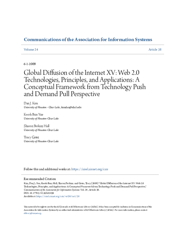 (PDF) Global Diffusion of the Internet XV: Web 2.0 Technologies, Principles, and Applications: A ...