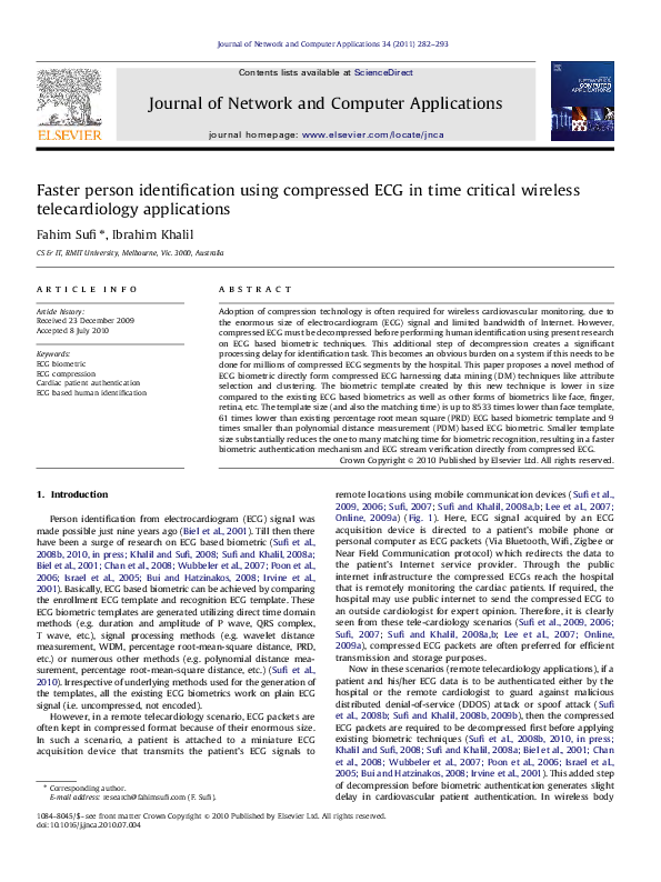 Pdf Faster Person Identification Using Compressed Ecg In Time Critical Wireless Telecardiology