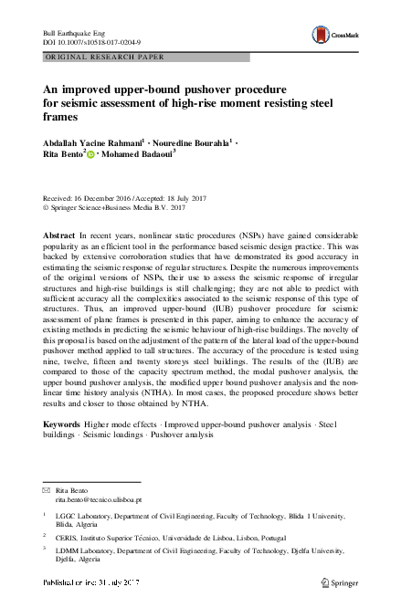 (PDF) An improved upper-bound pushover procedure for seismic assessment of high-rise moment ...