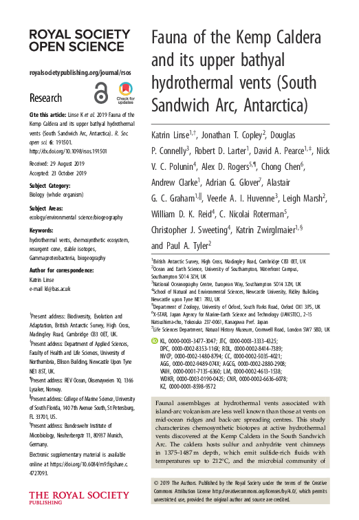 (PDF) Fauna of the Kemp Caldera and its upper bathyal hydrothermal ...