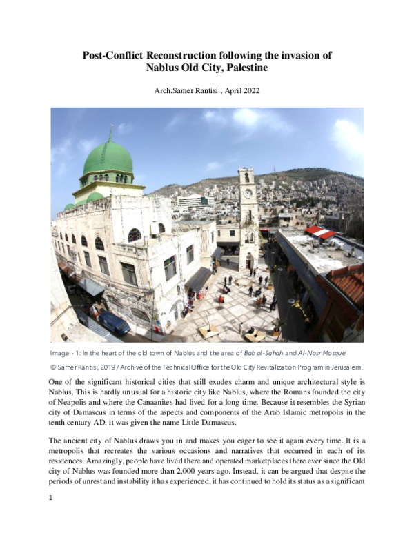 (PDF) Post-Conflict Reconstruction following the invasion of Nablus Old ...