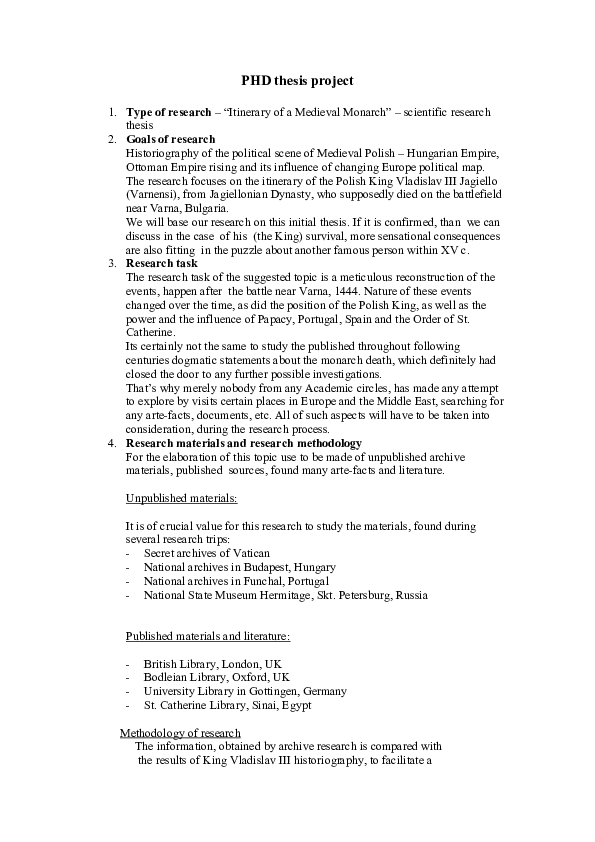 (DOC) PHD thesis research project