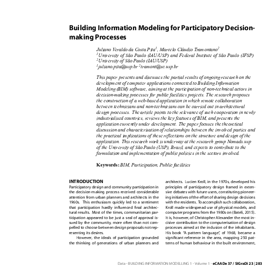(PDF) Building Information Modeling for Participatory Decisionmaking Processes