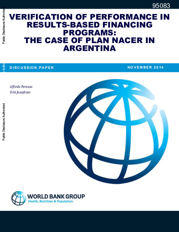 (PDF) Verification of Performance in Results-Based Financing Programs