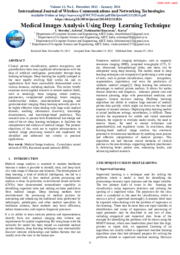 (PDF) Medical Images Analysis Using Deep Learning Technique