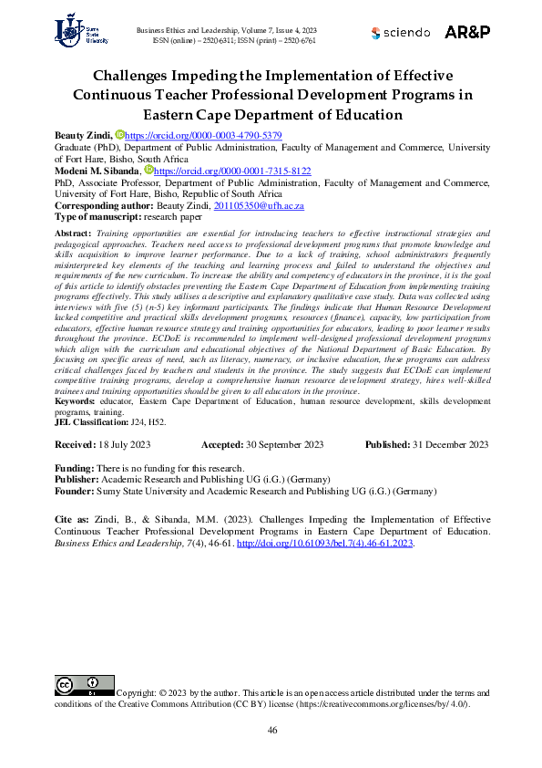 (PDF) Challenges Impeding the Implementation of Effective Continuous ...