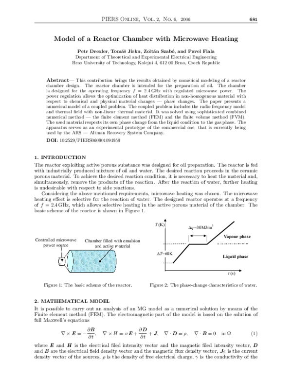 (PDF) Model of a Reactor Chamber with Microwave Heating